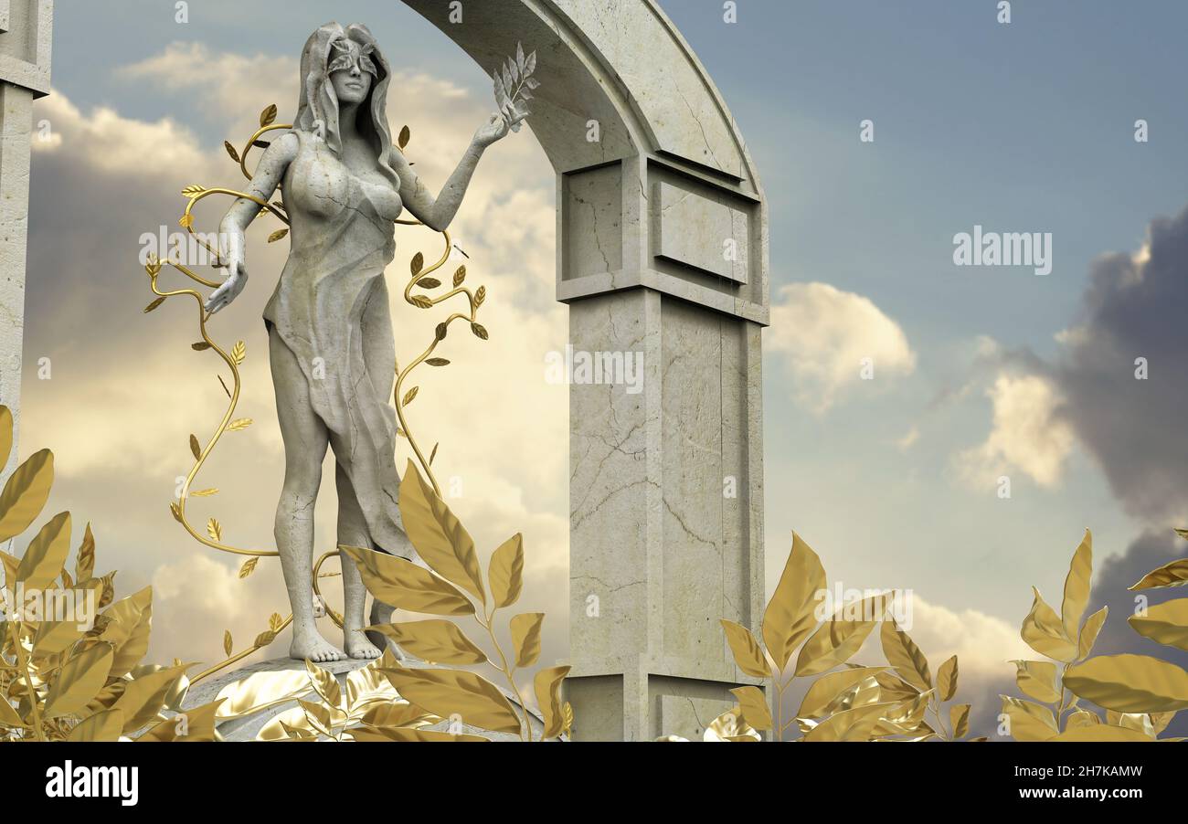Isolated 3d render illustration of marble greek nature nymph goddess ...