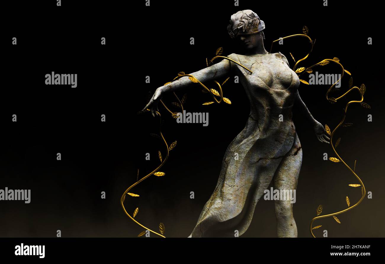 Isolated 3d render illustration of marble greek nature nymph goddess ...