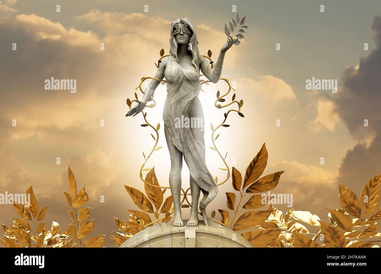 Isolated 3d render illustration of marble greek nature nymph goddess ...