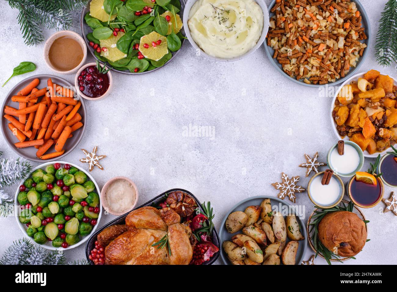 Christmas festive dinner with traditional dishes Stock Photo - Alamy