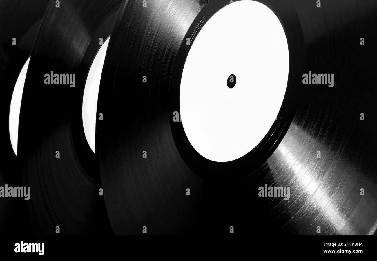 Photo of black vinyl plates laying, close-up view Stock Photo - Alamy