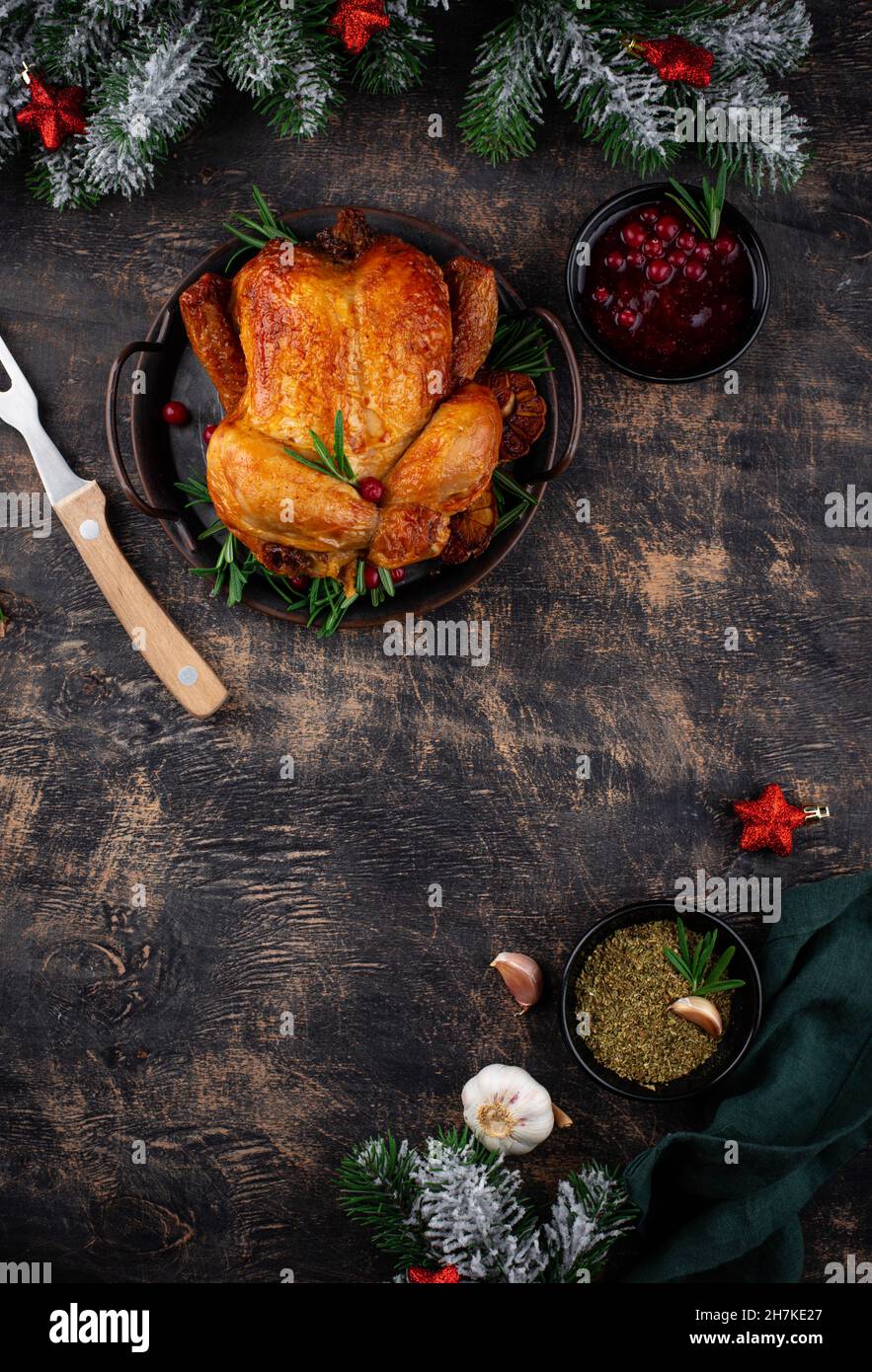 Christmas baked chicken for festive dinner Stock Photo - Alamy