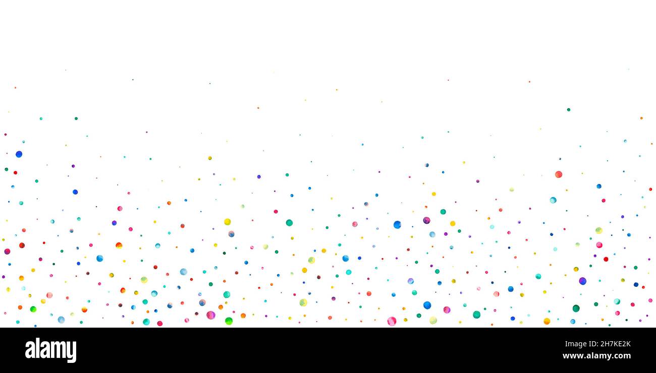 Watercolor confetti on white background. Adorable rainbow colored dots ...