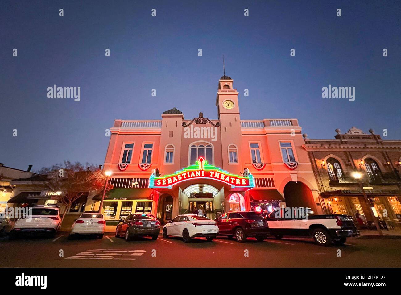The marque on the historic Sebastiani Theatre on 1st Street City of ...