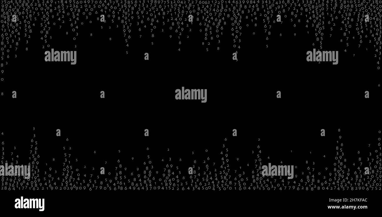 Falling numbers, big data concept. Binary white flying digits. Precious ...