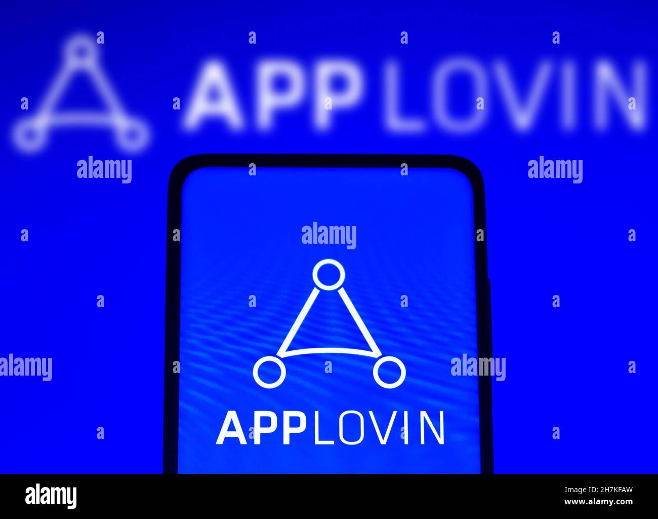 In this photo illustration the Applovin Corporation logo seen displayed ...