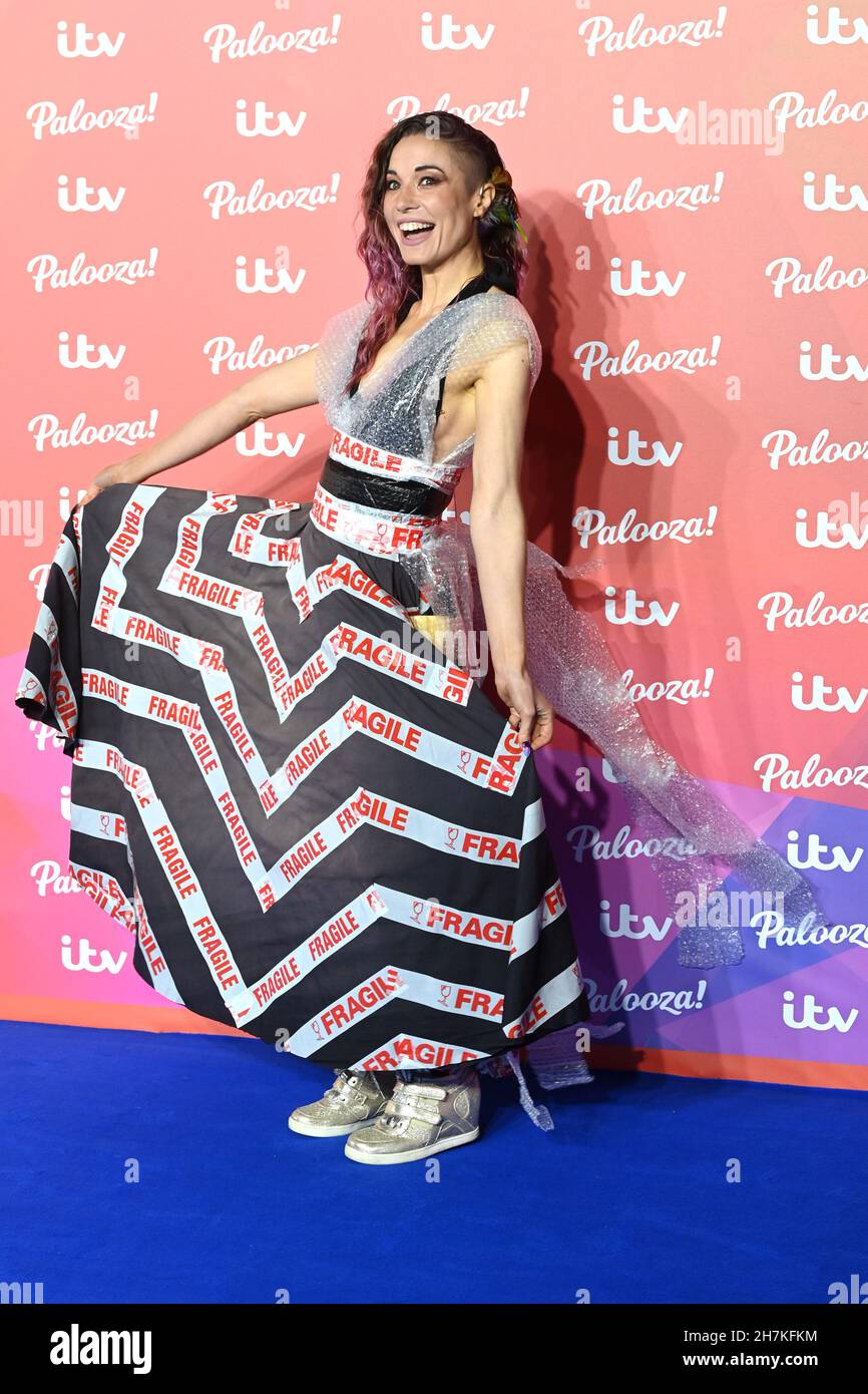 London, UK. 23 November 2021. Bec Hill arriving at the ITV Palooza held ...
