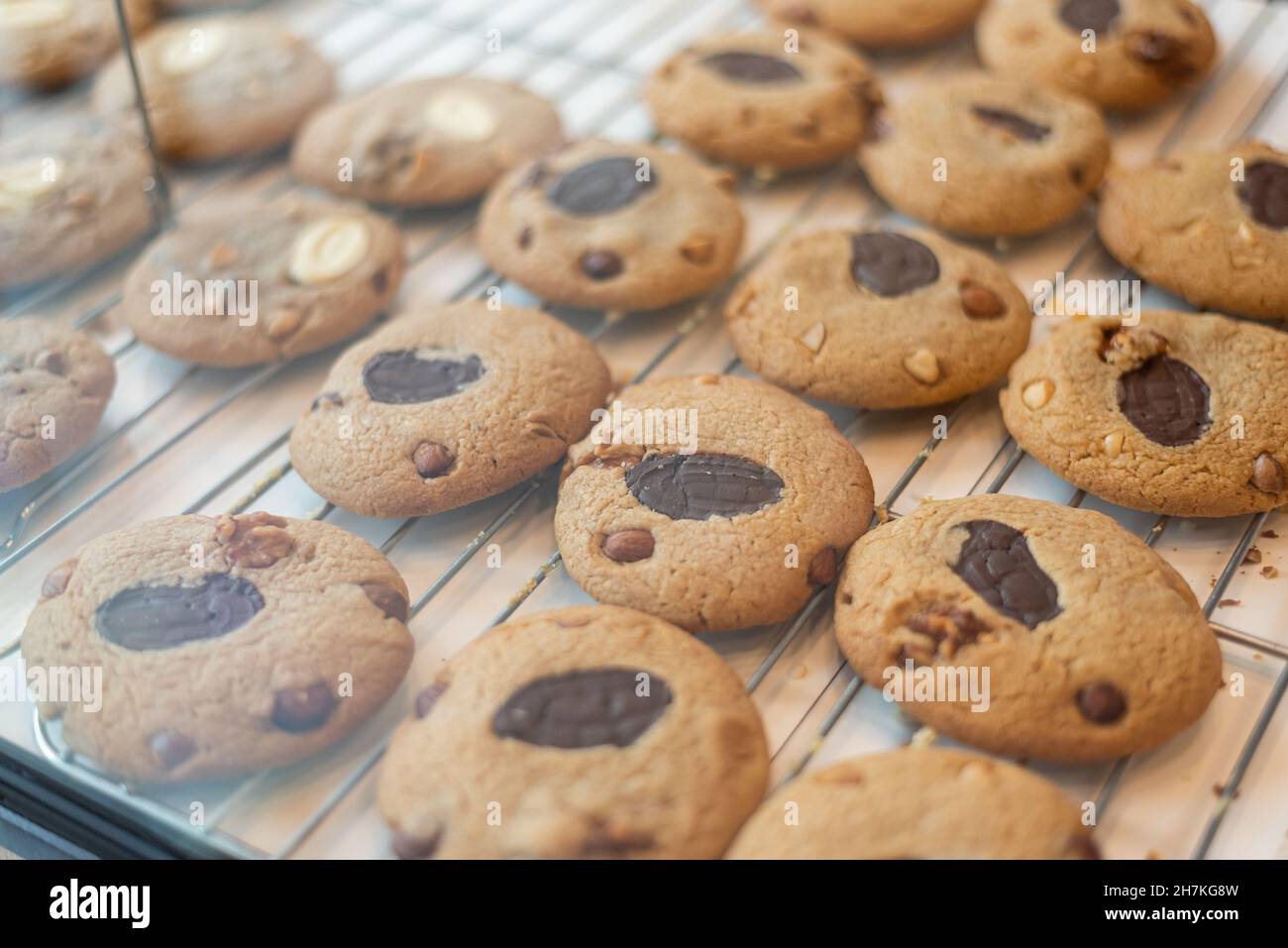Cookies on counter bar in bakery shop Stock Photo - Alamy