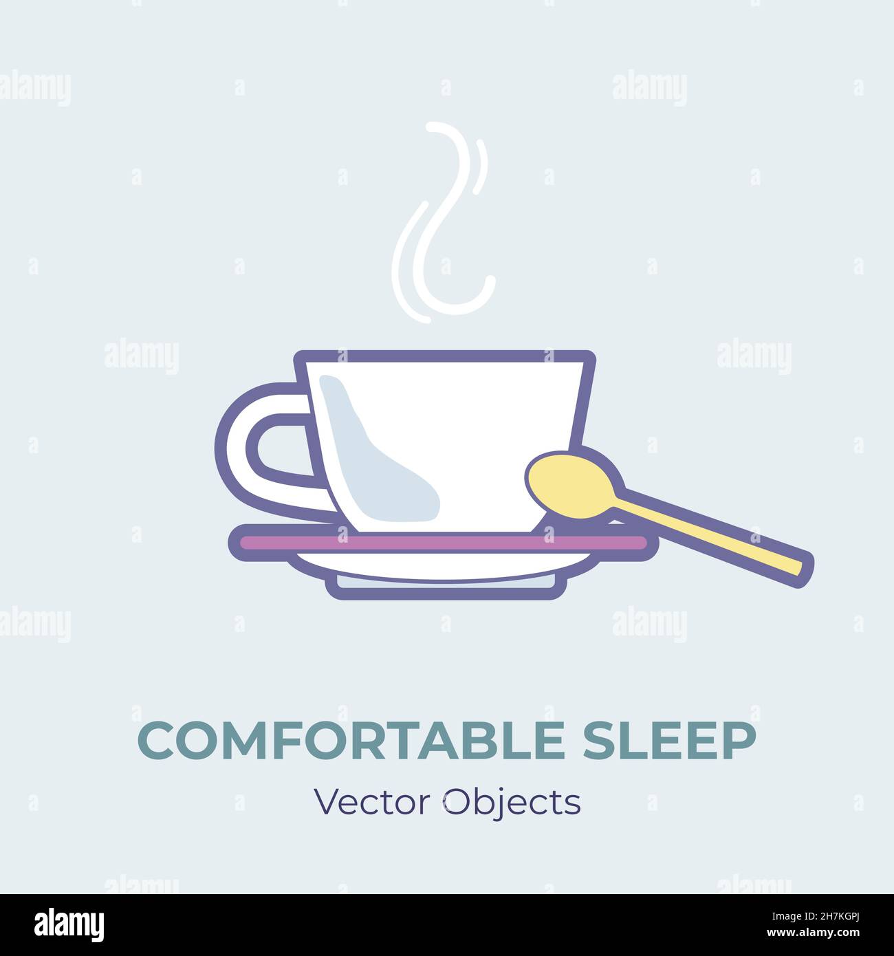 Cup with hot tea vector isolated. Comfortable sleep illustration item ...