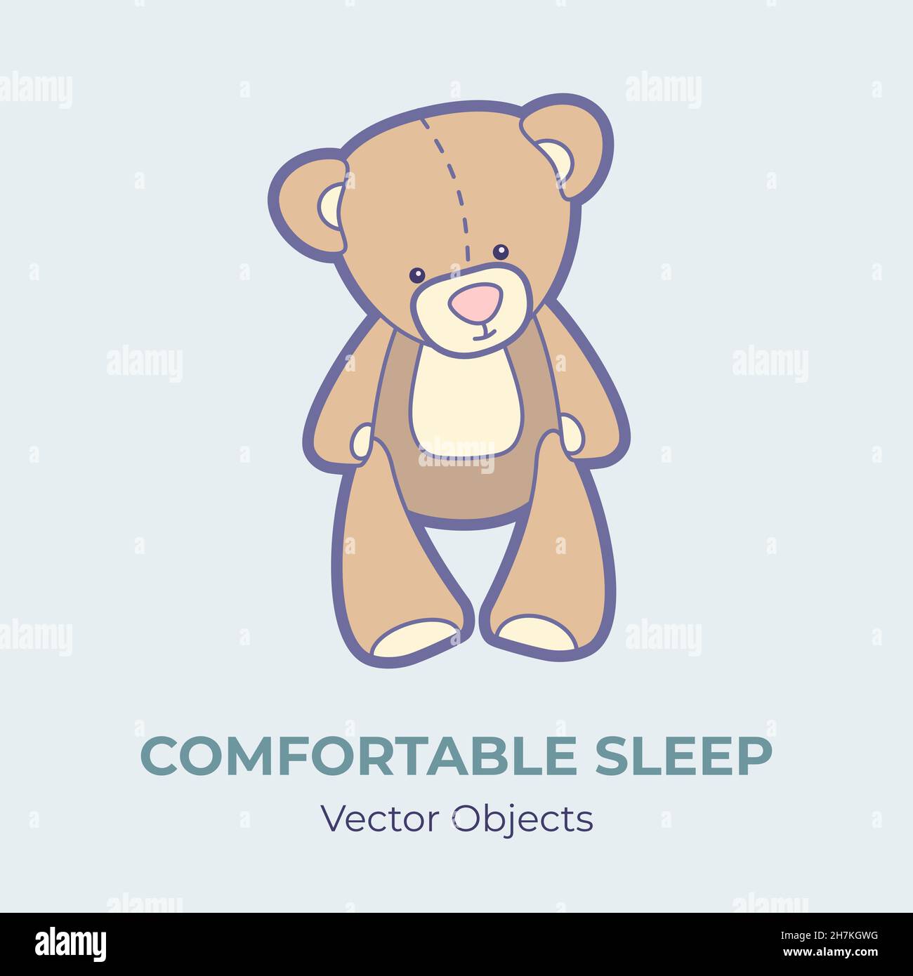 Teddy bear vector isolated. Comfortable sleep illustration item vector ...