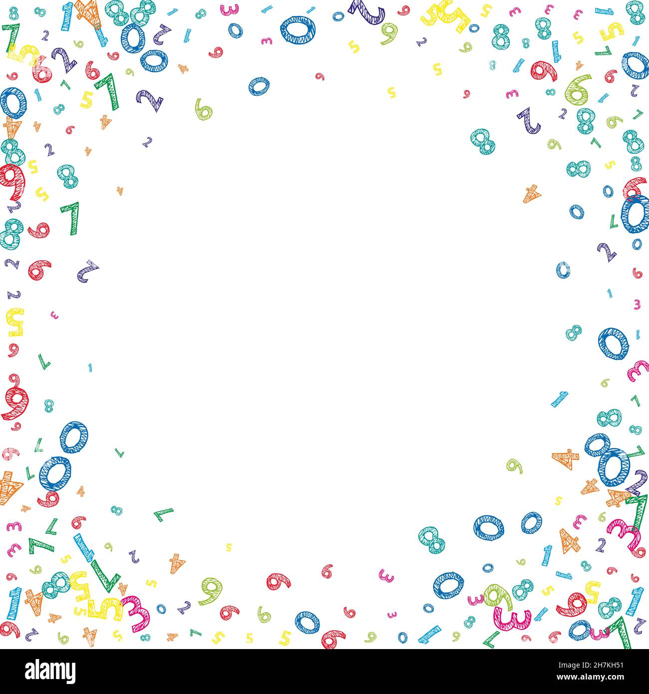 Falling colorful messy numbers. Math study concept with flying digits ...