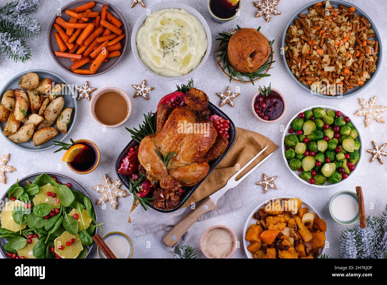 Christmas festive dinner with traditional dishes Stock Photo - Alamy