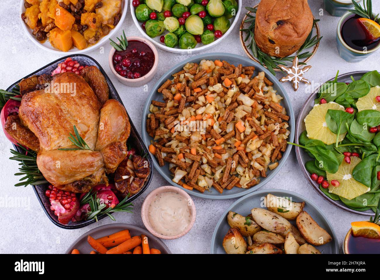 Christmas festive dinner with traditional dishes Stock Photo - Alamy