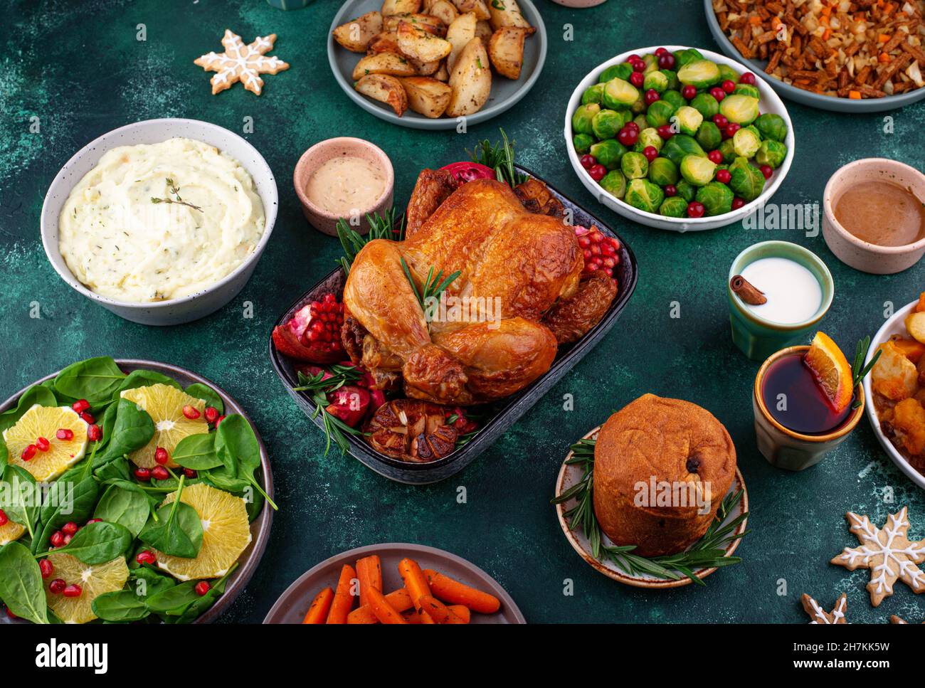 Christmas festive dinner with traditional dishes Stock Photo - Alamy