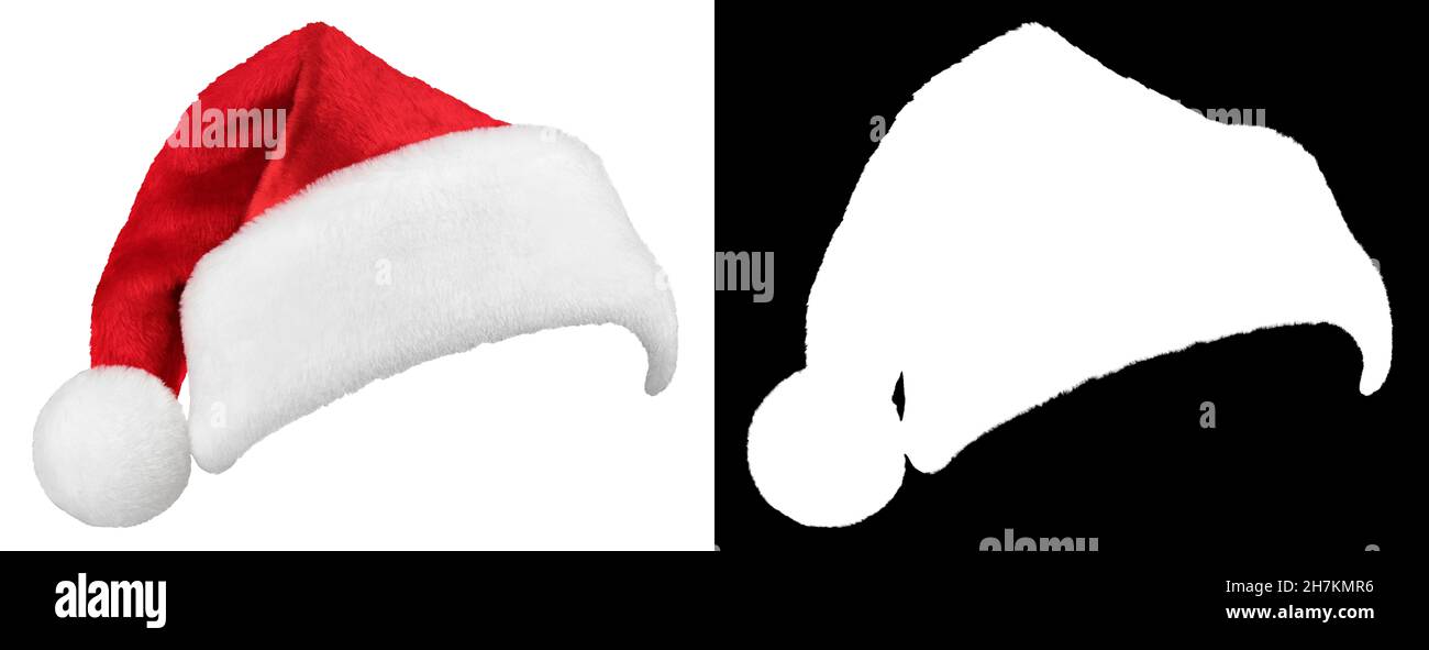 Santa Claus hat or christmas red cap isolated on white background with ...