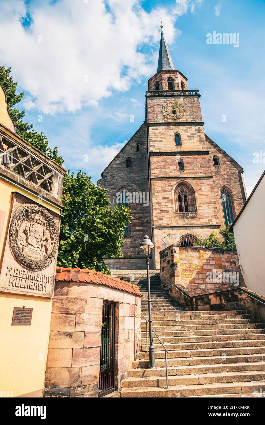 Church square in front of Petrikirche in Kulmbach, Bavaria, Germany ...