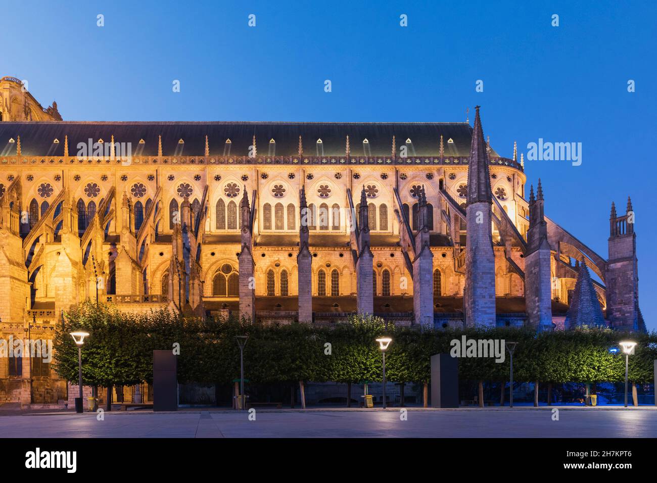 France, Cher, Bourges, Houses in front of Bourges Cathedral Stock Photo ...