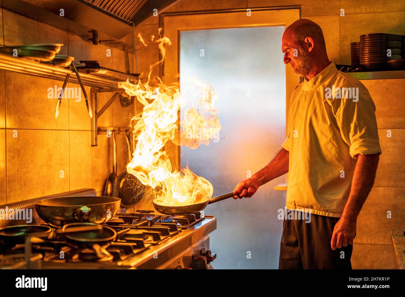 Chef Cooking With Fire