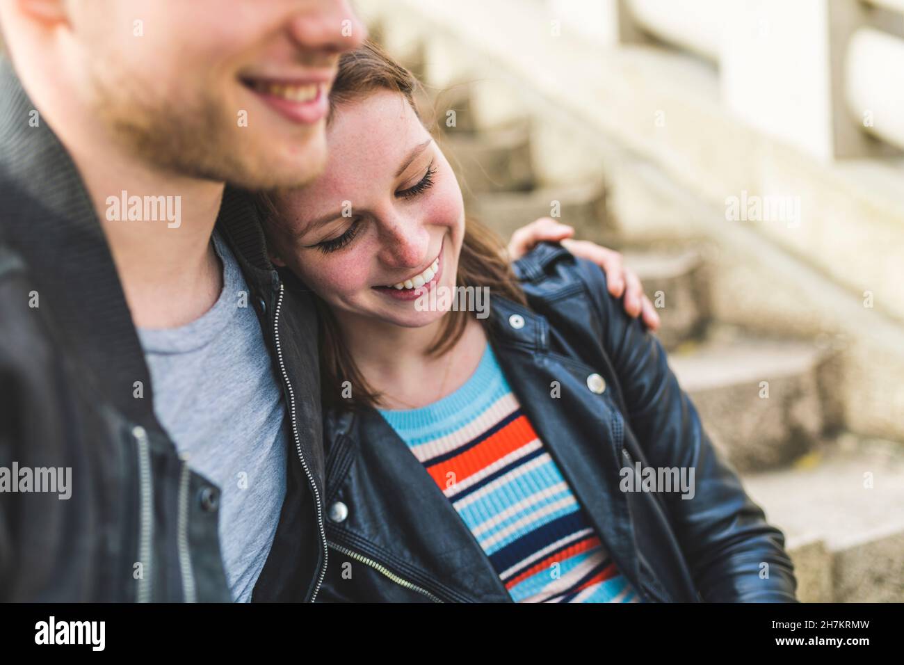 Friend leather jacket hi-res stock photography and images - Alamy