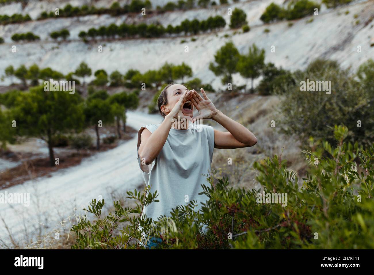 Woman casual standing screaming hi-res stock photography and images - Alamy