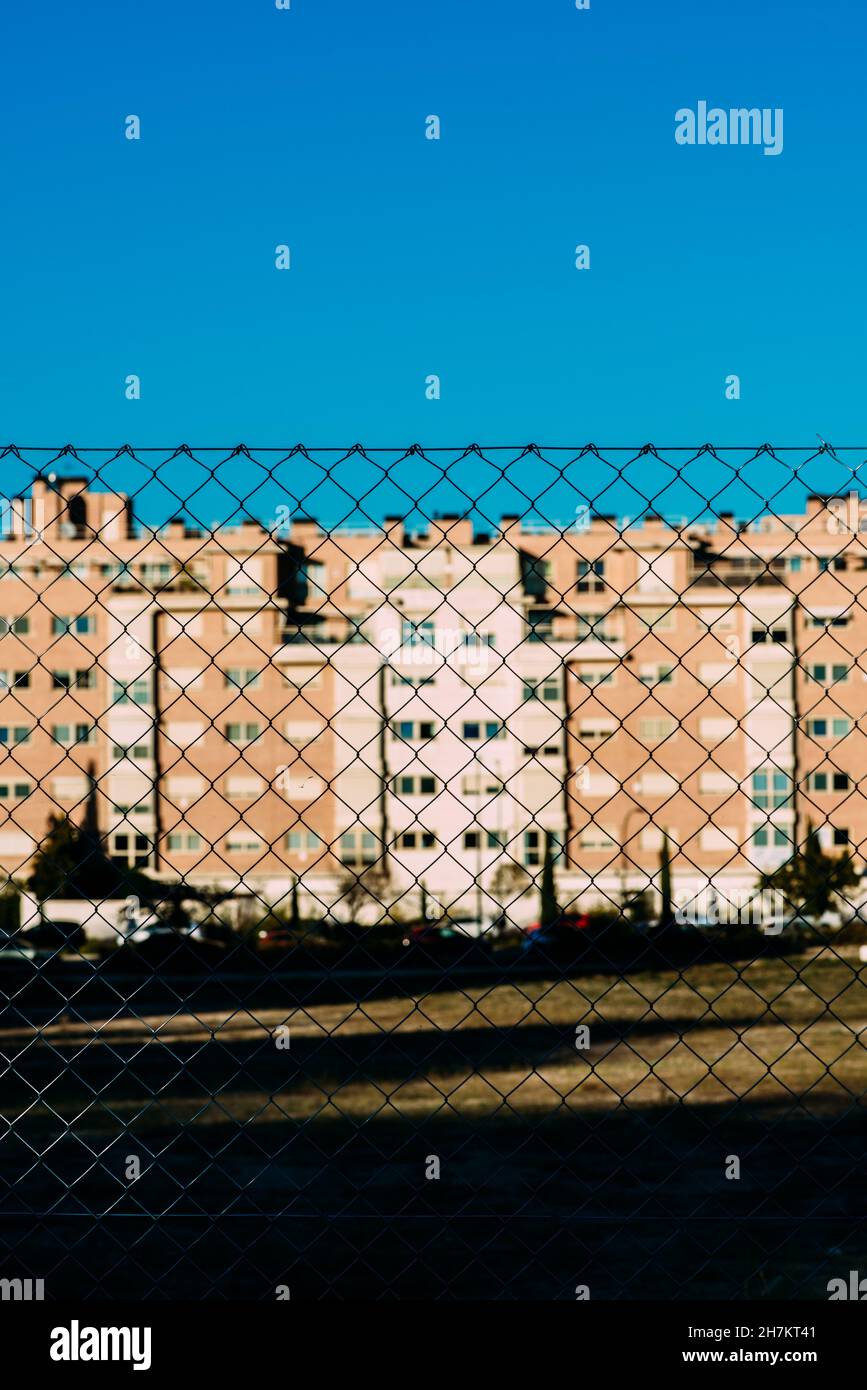 Vertical shot of the residential buildings on the other side of the ...