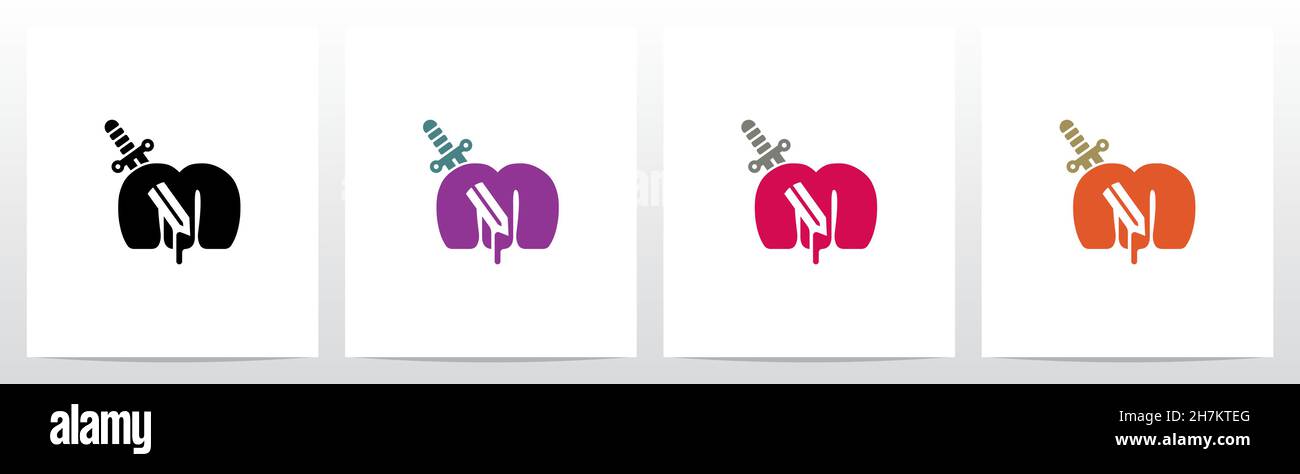 Knife Stab Letter Logo Design M Stock Vector Image & Art - Alamy