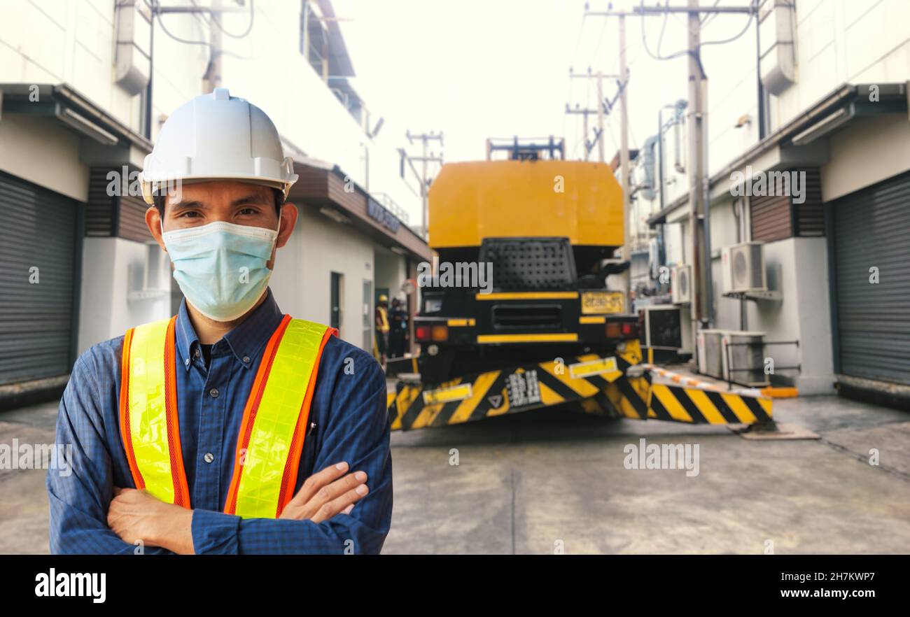 Engineer working in factory for industrial with technology machine ...