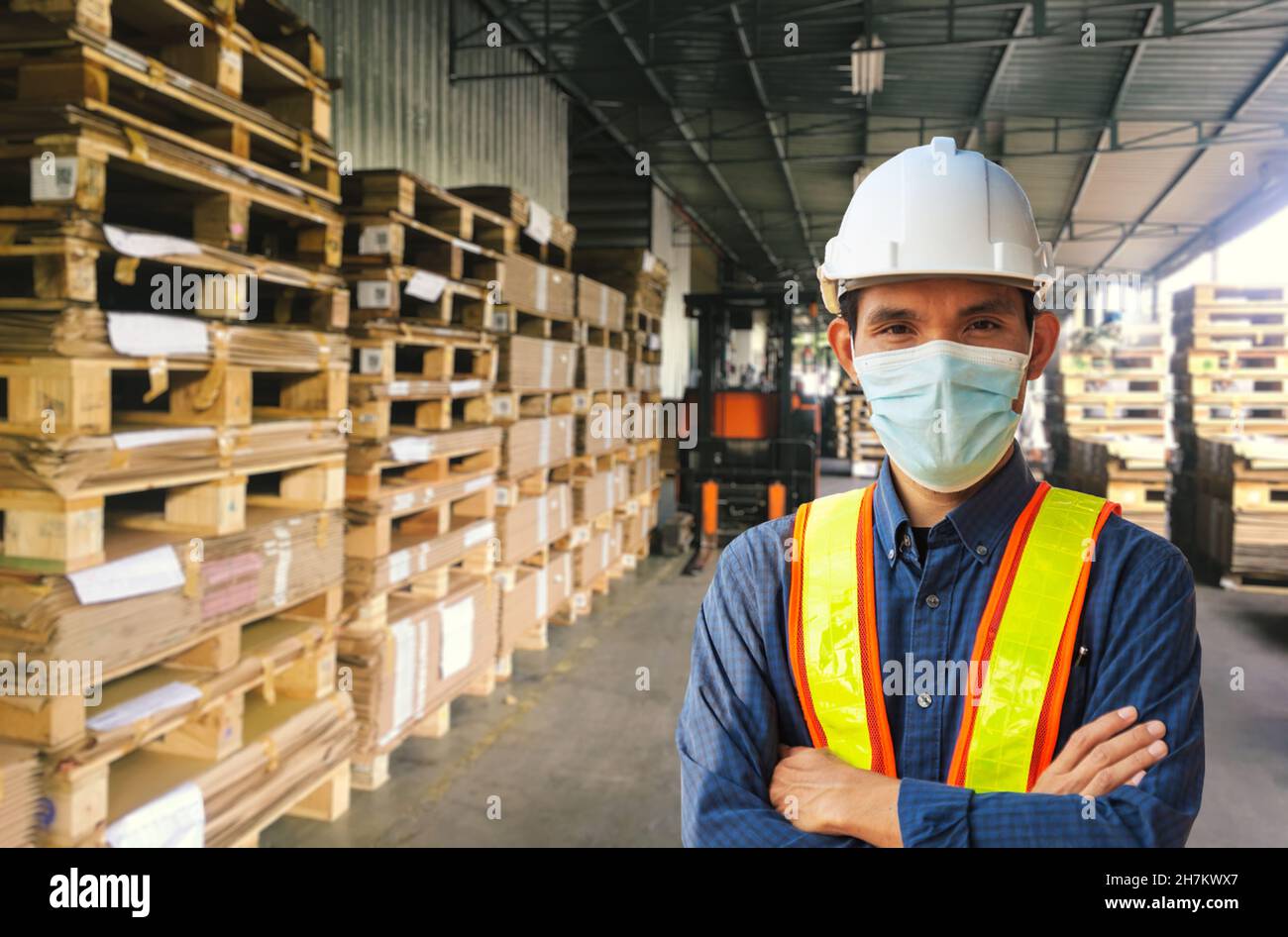Worker work in Wearhouse raw material for factory industrial Stock ...