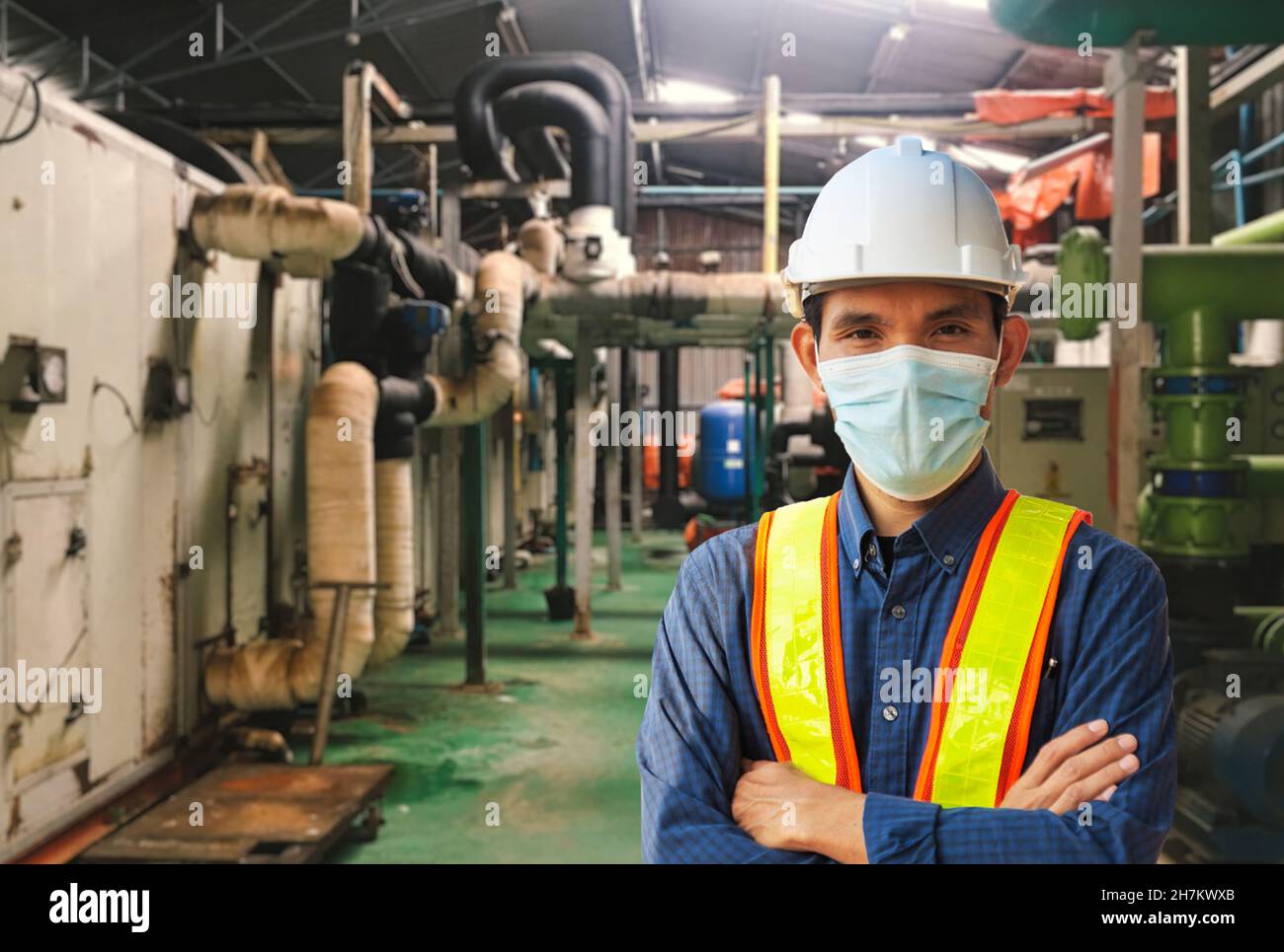 Engineer working in factory for industrial with technology machine ...