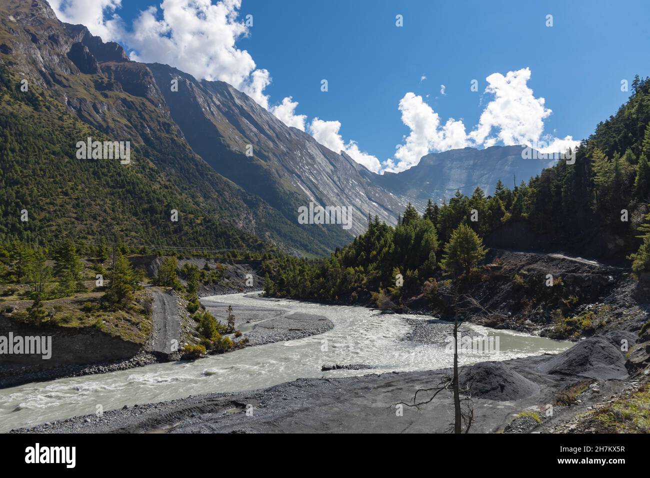 Aerial shot of Annapurna Conservation Area in Chhusang, Nepal Stock ...