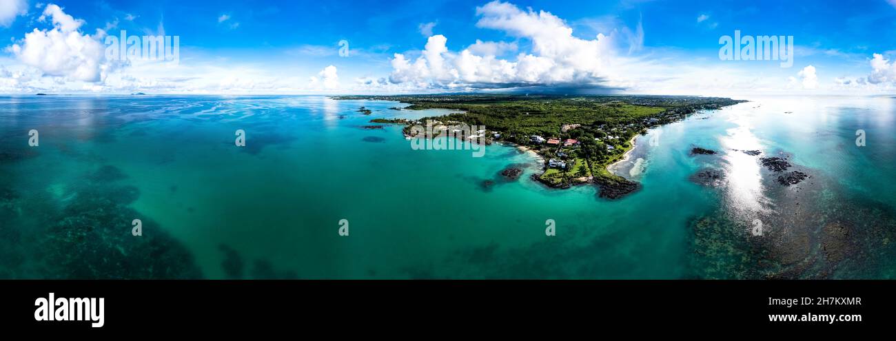 Mauritius, Riviere du Rempart, Cap Malheureux, Aerial panorama of ...