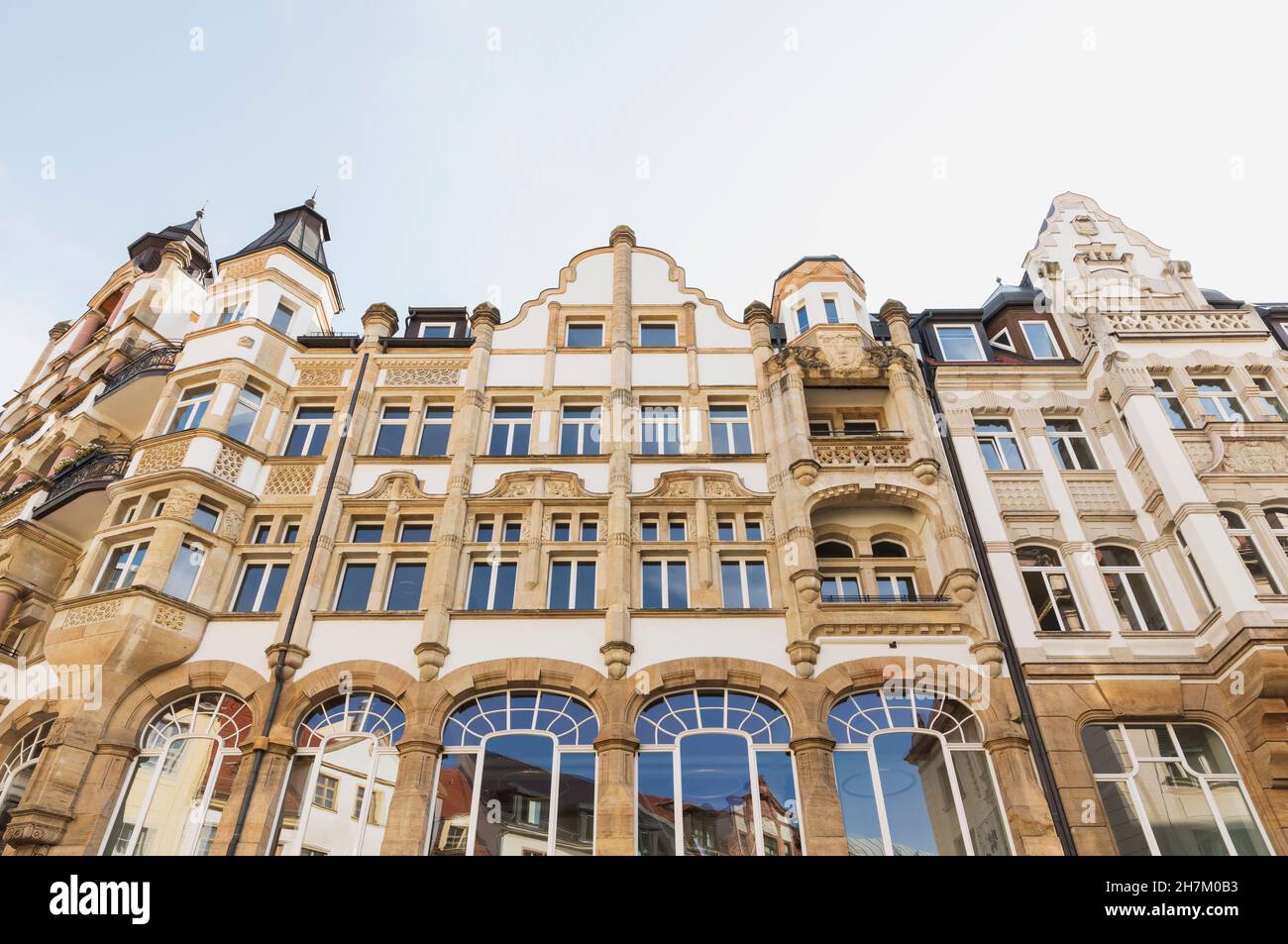 Germany, Saxony, Leipzig, Lipsia-Brunnen fountain with Lipsia-Haus ...