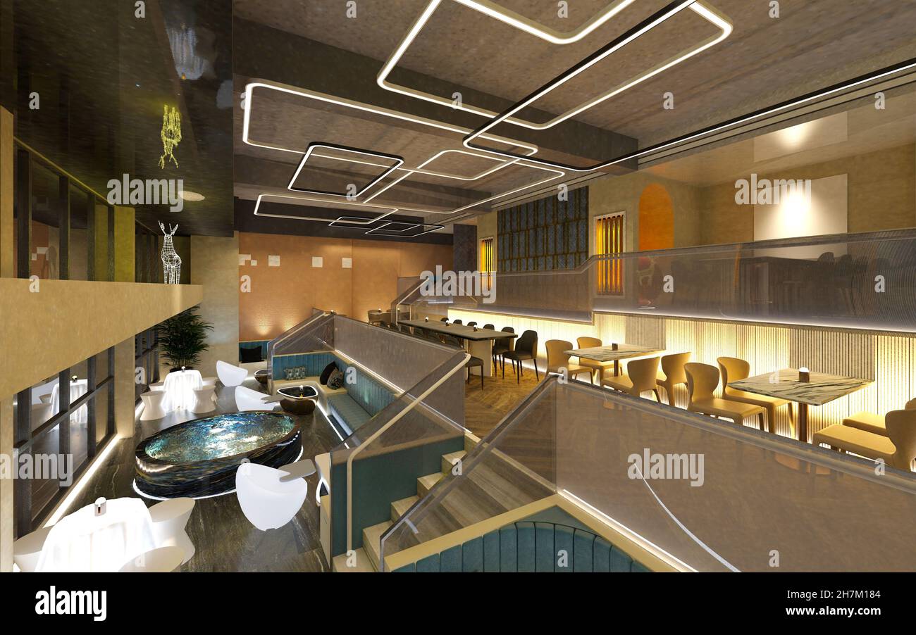 3d render of cafe restaurant Stock Photo - Alamy