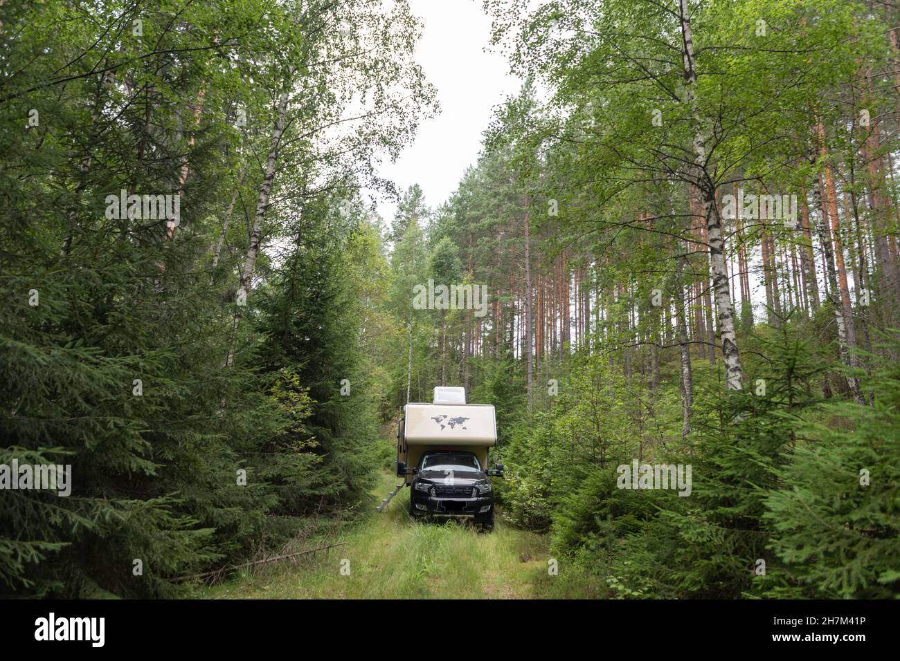 Ford Ranger with add-on cabin deep in the forest, near Eksjö ...