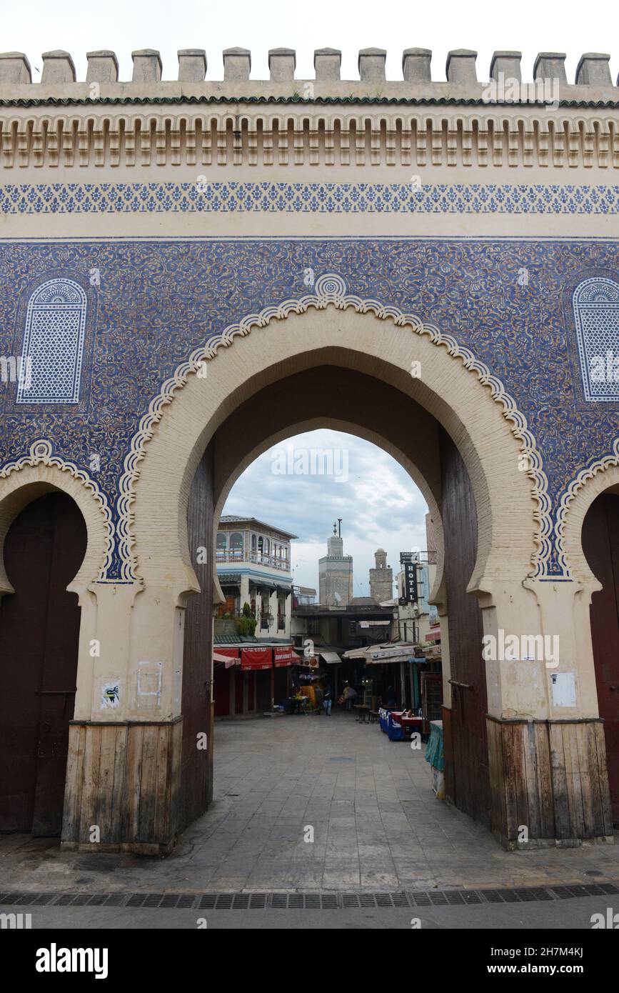 Bab Boujloud "The Blue Gate" in Fes, Morocco Stock Photo - Alamy