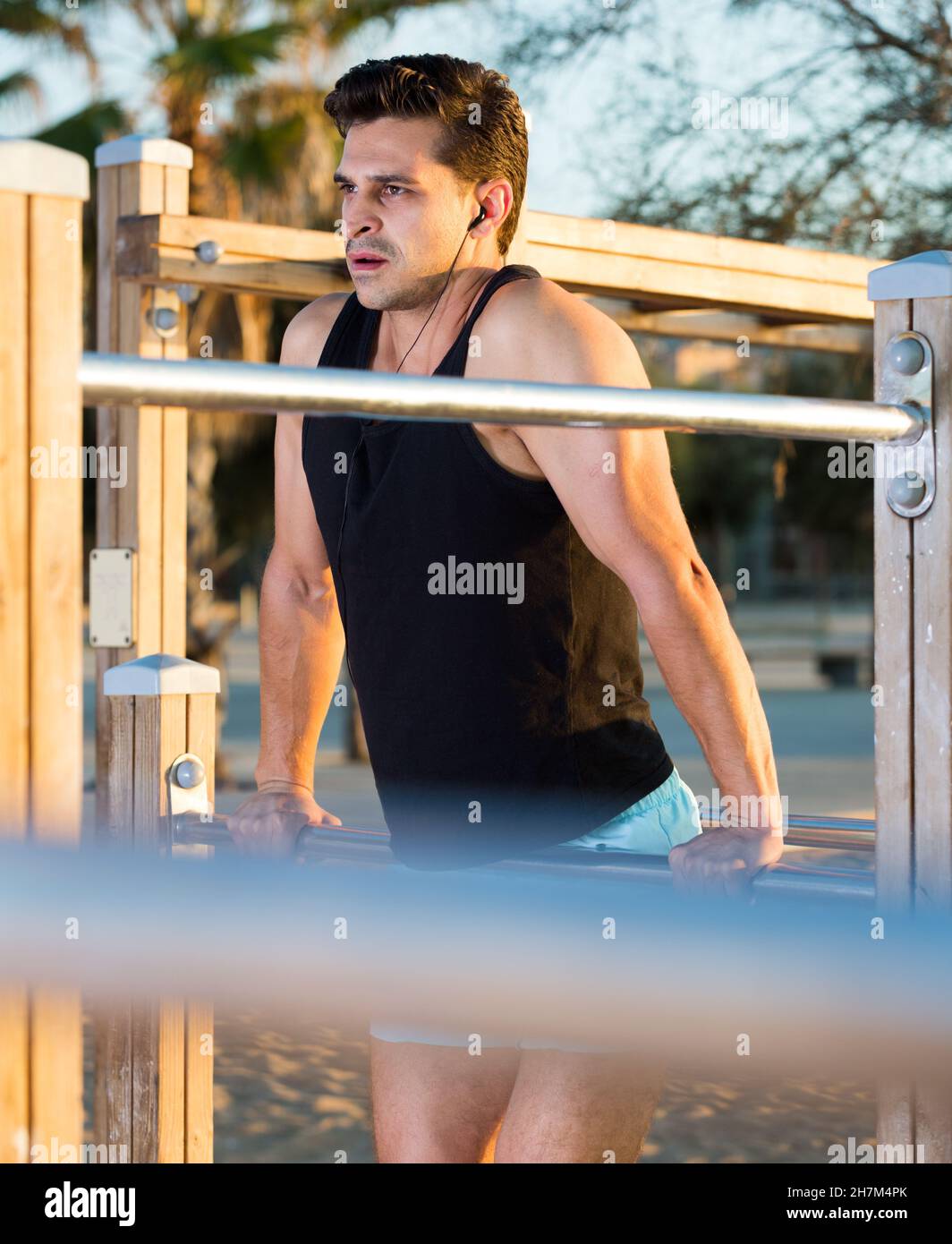 Portrait man doing triceps hi-res stock photography and images - Alamy