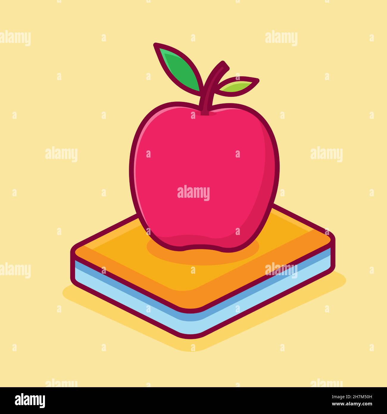 apple and book for school concept symbol vector illustration Stock ...
