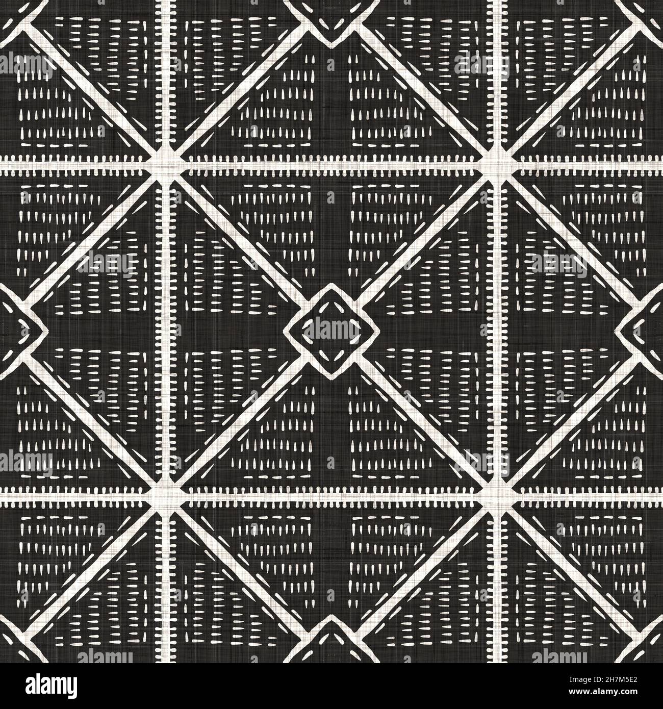 Seamless black white woven cloth geometric linen texture. Two tone ...