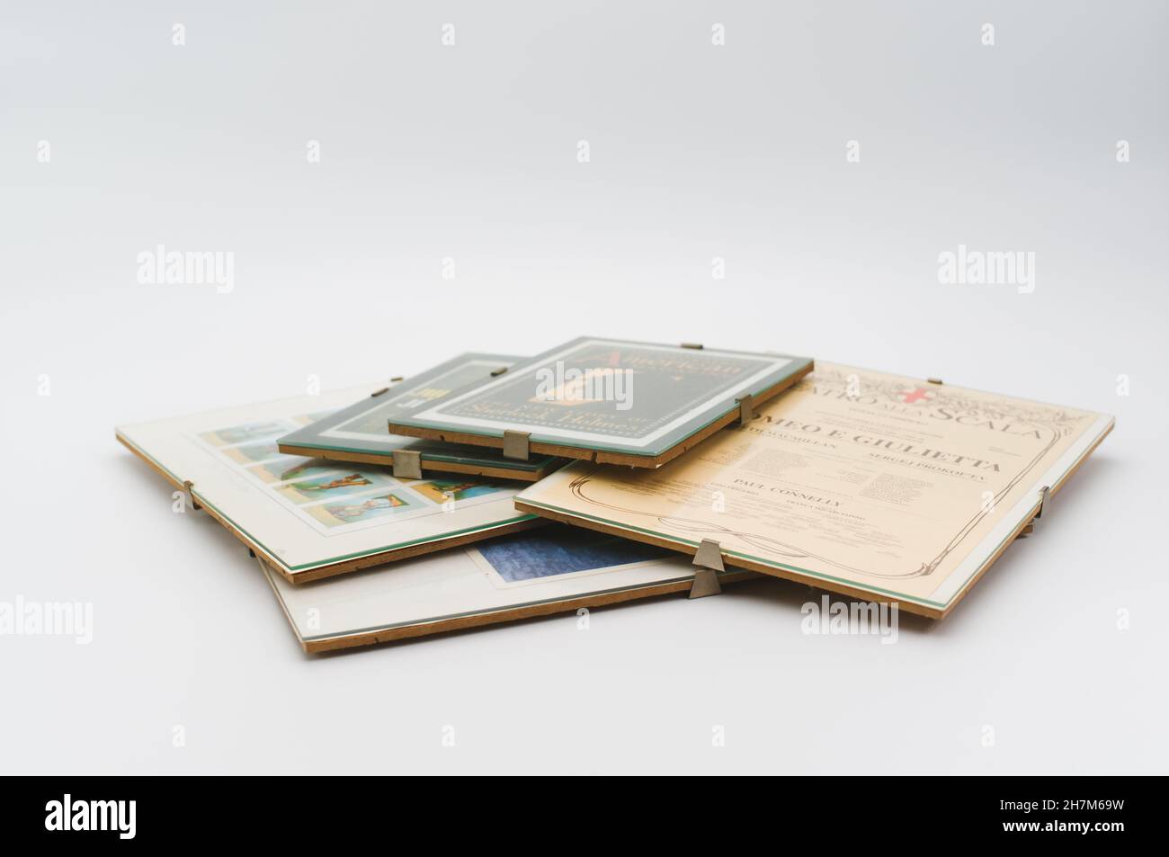 INVERIGO, ITALY - Nov 18, 2021: images and posters in glass clip frames ...