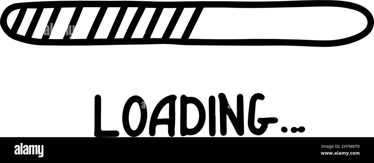 Loading bar doodle icon. Progress loading bar. Hand drawn sketch ...