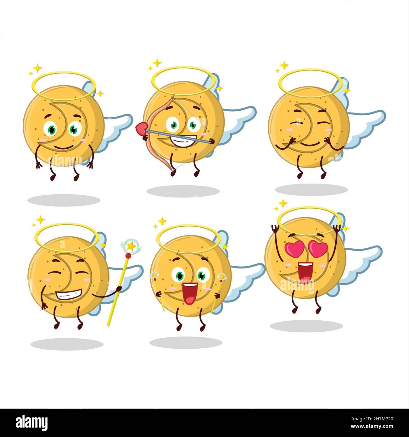 Dalgona candy moon cartoon designs as a cute angel character. Vector ...