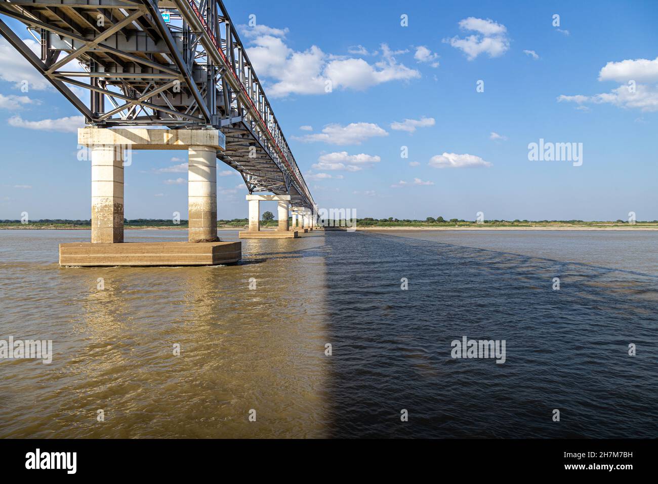 Pakokku Bridge over the Irrawaddy River in Myanmar (Burma Stock Photo ...
