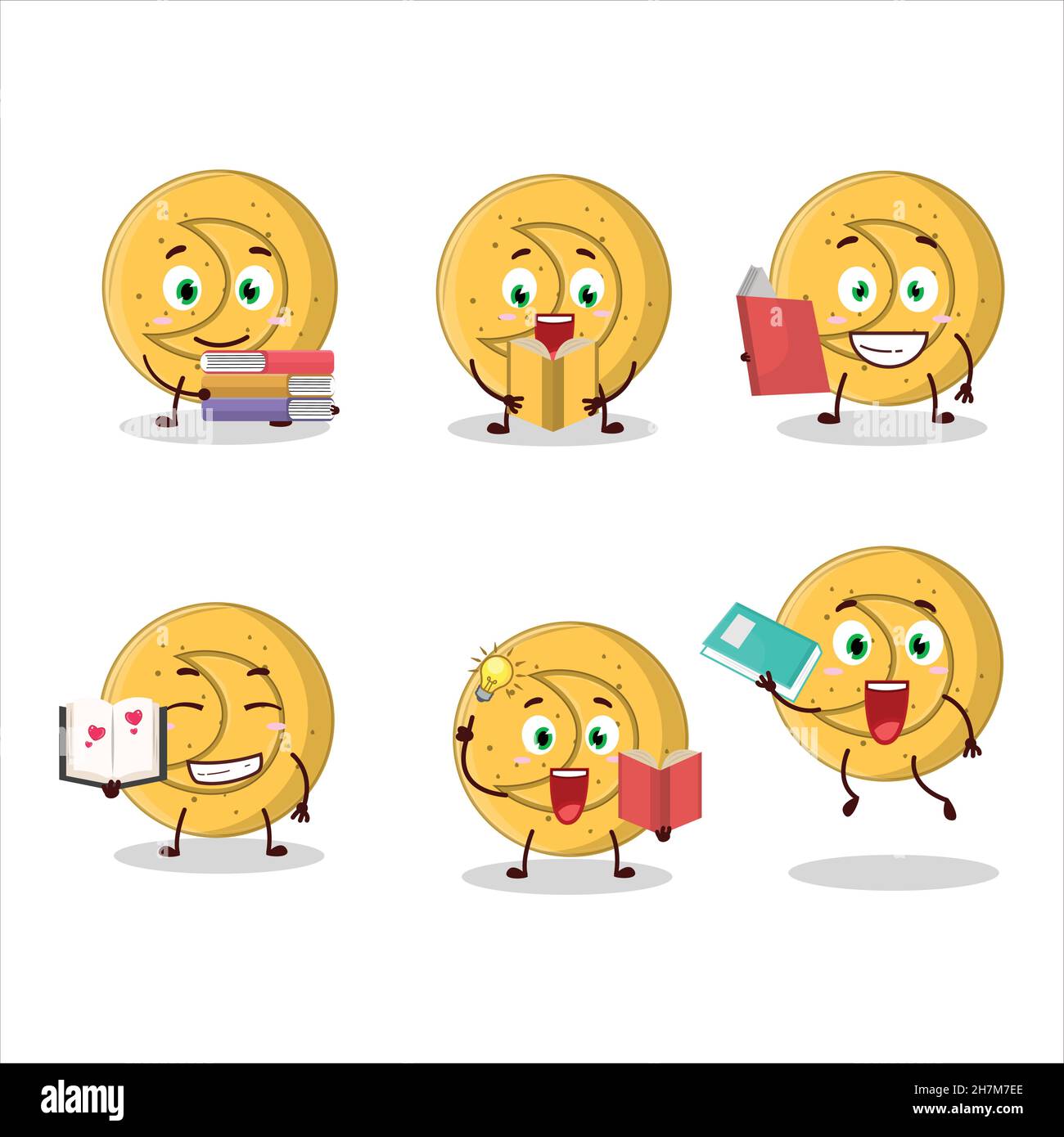 A picture of dalgona candy moon cartoon character concept reading an ...