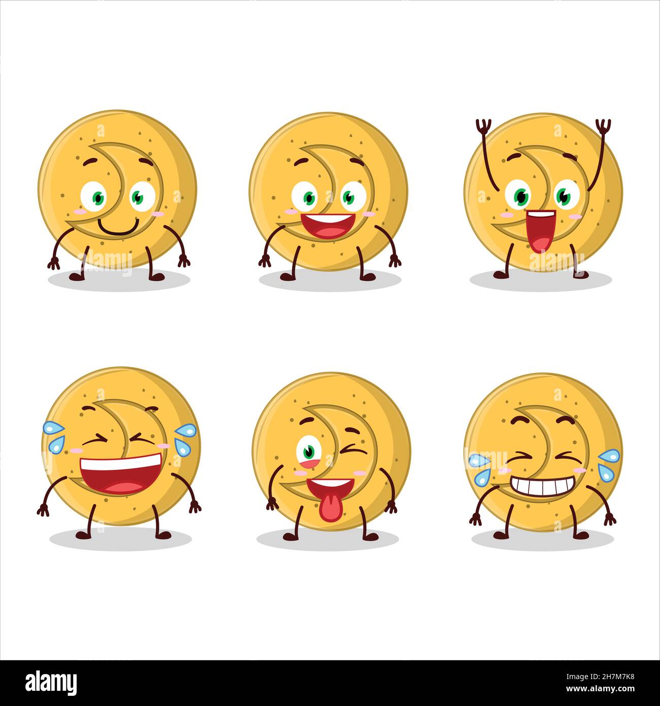 Cartoon character of dalgona candy moon with smile expression. Vector ...