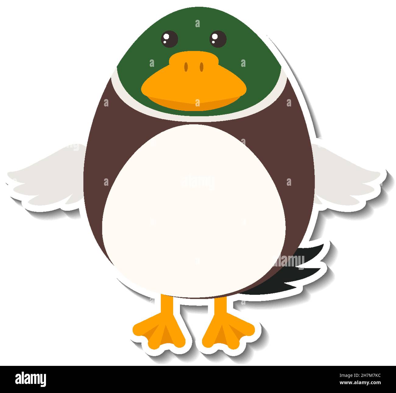 Chubby duck animal cartoon sticker illustration Stock Vector Image ...