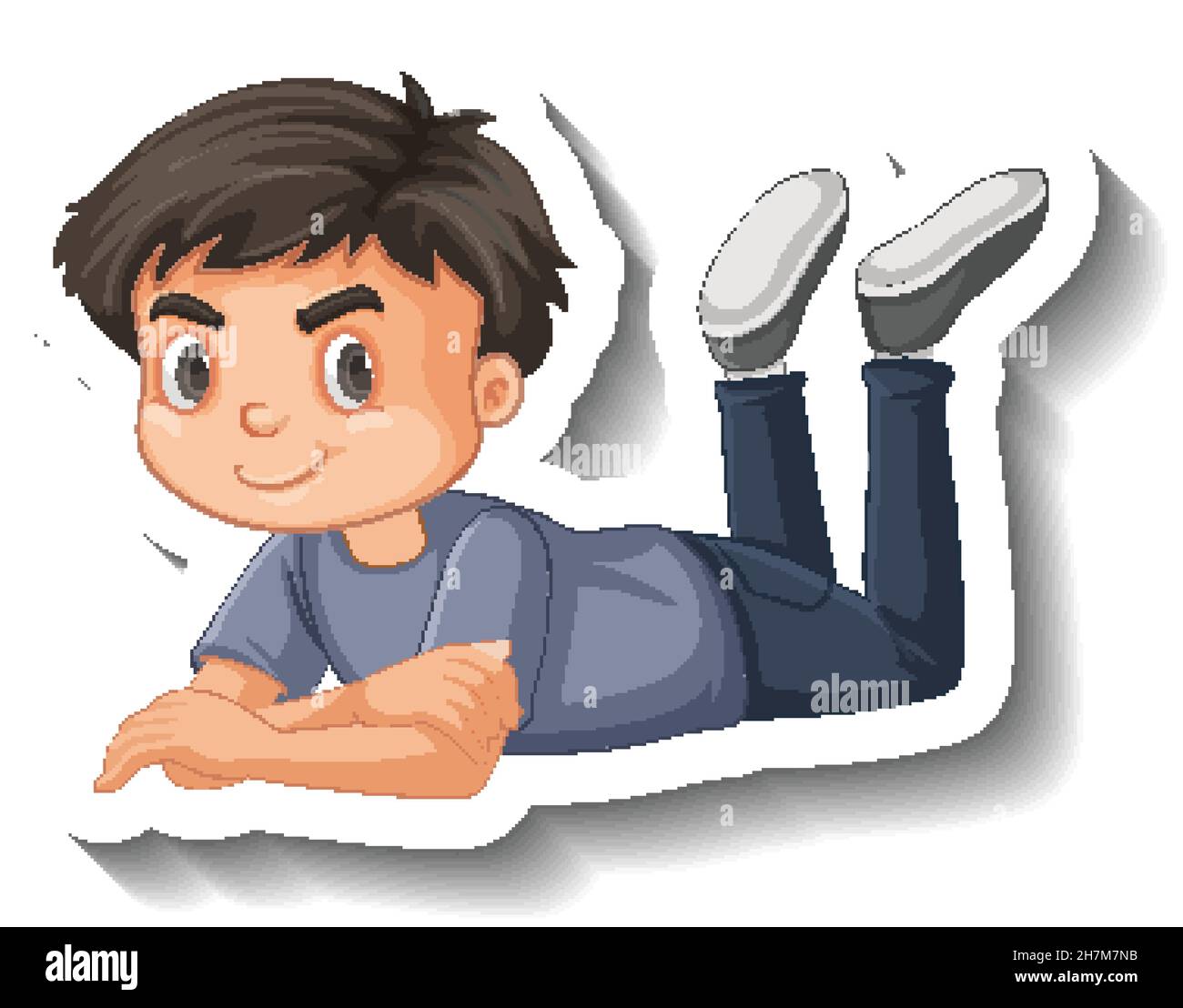 Boy lying on floor drawing Stock Vector Images - Alamy