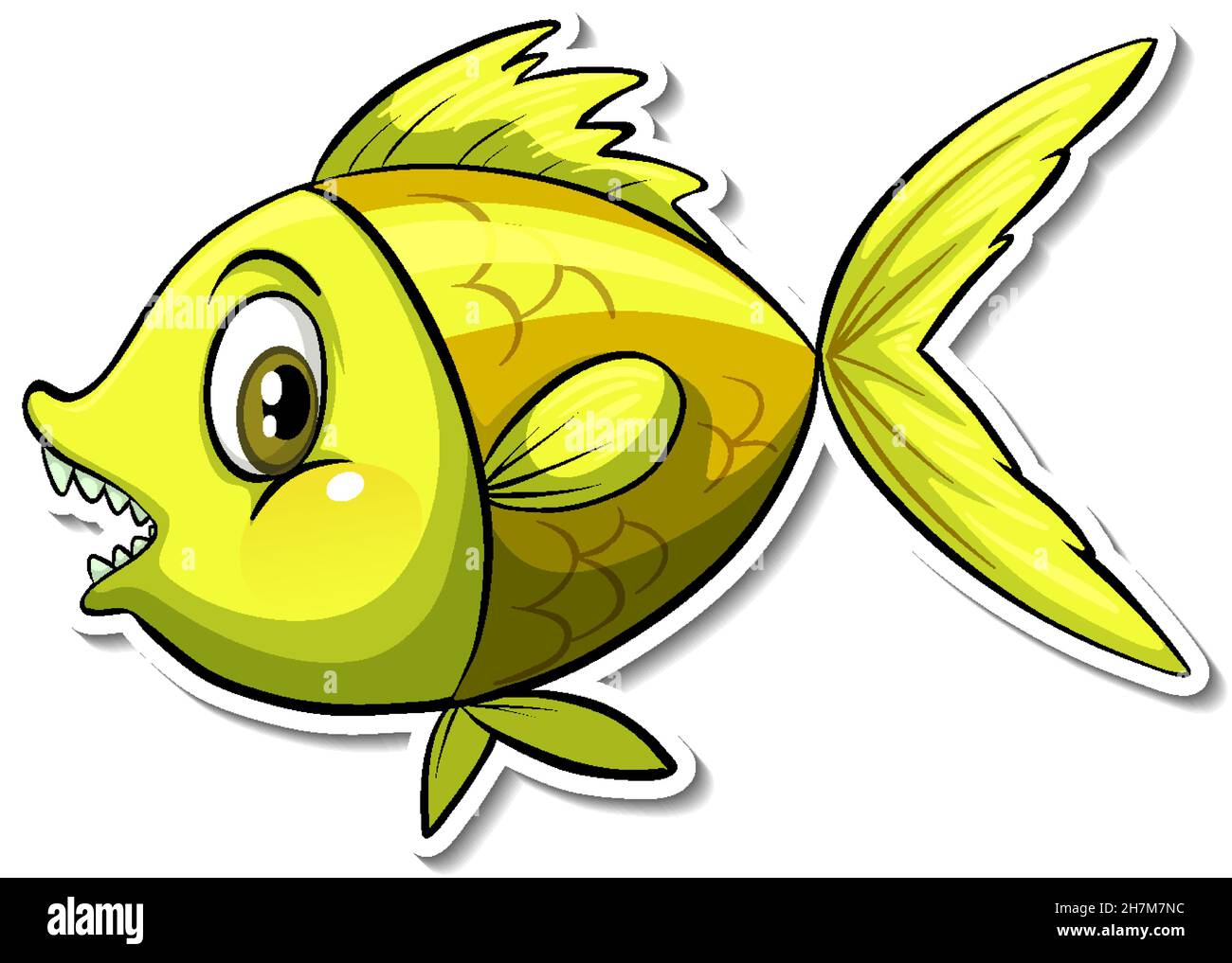 Yellow fish animal cartoon sticker illustration Stock Vector Image ...