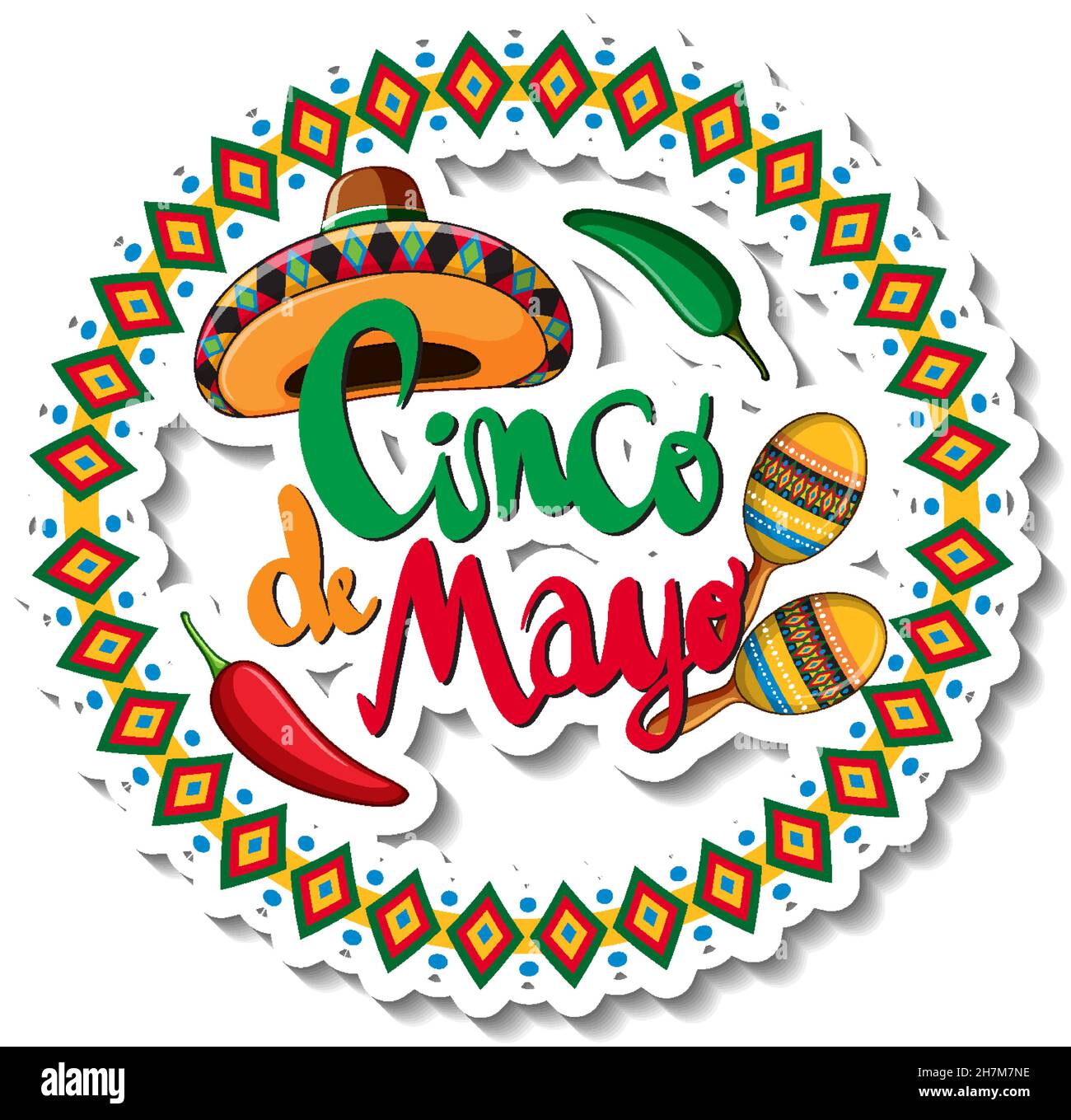 Mexican hat cartoon sticker illustration Stock Vector Image & Art - Alamy