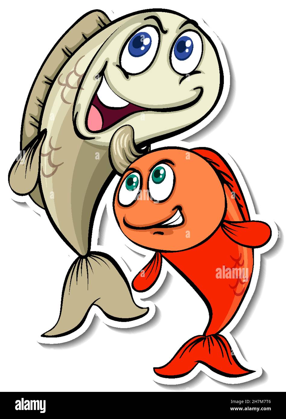 Two fishes animal cartoon sticker illustration Stock Vector Image & Art ...