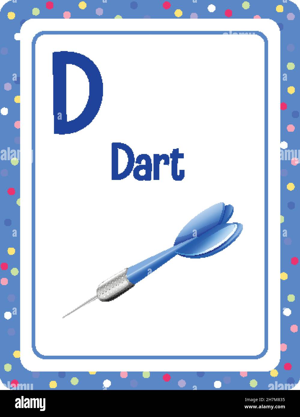 Alphabet flashcard with letter D for Dart illustration Stock Vector ...